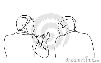 Continuous Line Drawing Of Two Men Talking Cartoon Vector ...