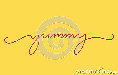 Continuous Line Drawing Of Yummy Word Lettering Design Stock Image ...