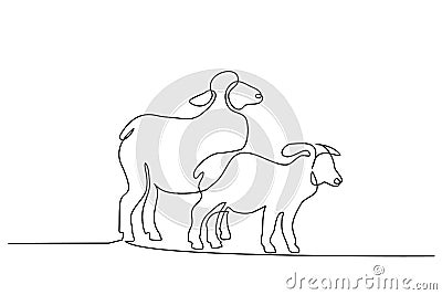 Continuous One Line Draw Sheep Minimalistic Style Vector Illustration ...