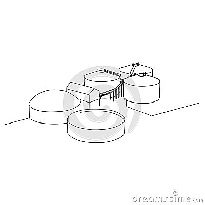 Continuous One Line Drawing Of Biogas Plant. Bioenergy Theme Design ...