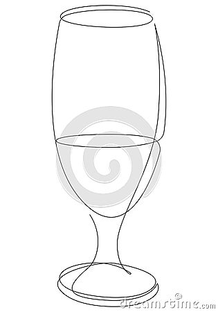 Continuous One Line Drawing Of Glass With Cocktail, Beer Or Beverage ...