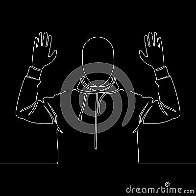 Continuous One Line Drawing Man Surrendering Cartoon Vector ...