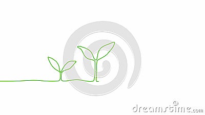 Continuous One Line Drawing Plant Germination Sequence on White ...