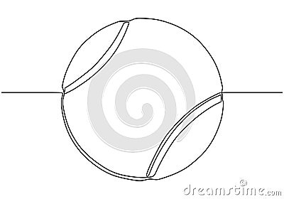 Continuous One Line Drawing Of Rounders Ball Cartoon Vector ...