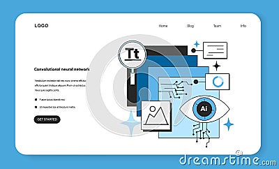 Convolutional Artificial Neural Network Web Banner Or Landing Page Vector Illustration ...