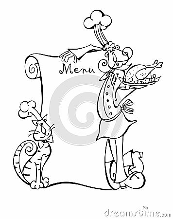 Cook. Chef. Menu. Cat. Menu For The Cafe. Design Concept. Cartoon ...