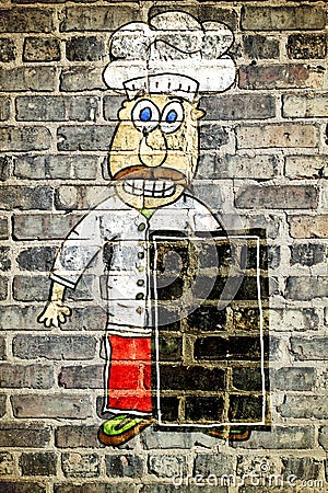 Cook Graffiti On Restaurant Brick Wall Royalty Free Stock Photos ...