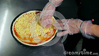 Cook Pouring Cheese on Pizza Blank Stock Footage - Video of cuisine ...