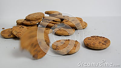 Cookies Falling on Black Surface Stock Video - Video of flat, snack ...