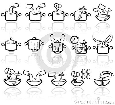 Cooking Instruction Vector Icons Set. EPS 10. Royalty Free Stock Image ...