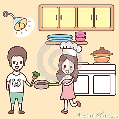 Cooking In The Kitchen Cartoon Stock Vector - Image: 44173814