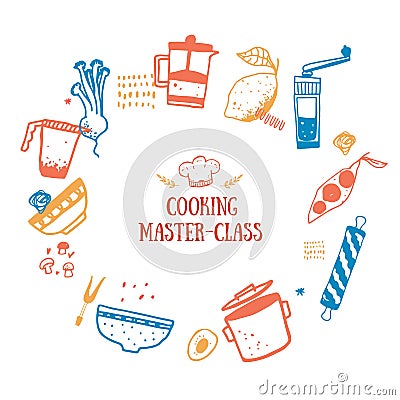 Cooking Master Class, Vector Culinary Banner, Restaurant Illustration ...