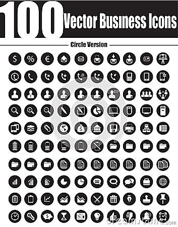 100 Vector Business Icons - Circle Version Royalty Free Stock Photos ...