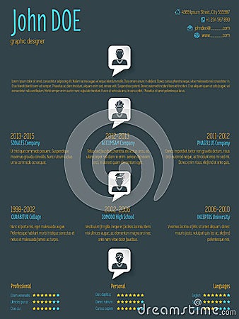 Cool Resume Cv Template With Speech Bubbles Cartoon Vector | CartoonDealer.com #67604203