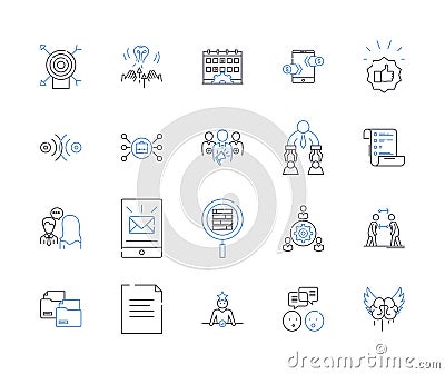 Coordination Synchronization Line Icons Collection. Harmony ...