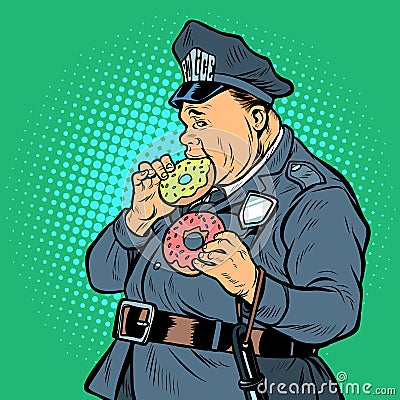 Cop Eats Donut Cartoon Vector | CartoonDealer.com #138710973