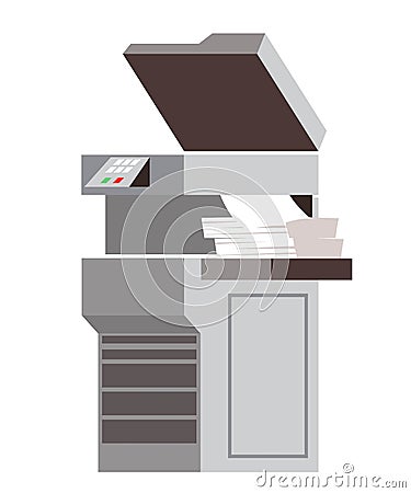 Copier Machine Office Photocopy Scanner On White Cartoon Vector ...