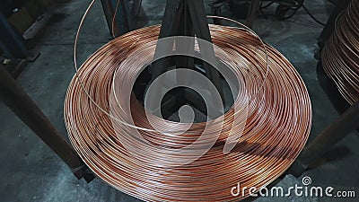 Copper Cable Manufacturing. Copper Cable, a Coil of Copper Cable. Stock ...
