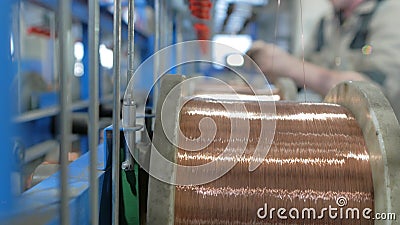 Copper Winding Wire Manufacturing Process. Cable Production Plant Stock ...