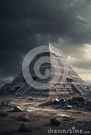 Dystopian Remnants: Decayed Egyptian Pyramid Stock Photo ...