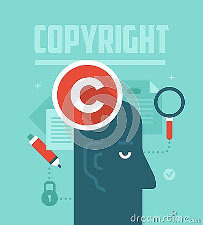 Copyright Symbol IP Legal Words Stock Illustration - Illustration of ...