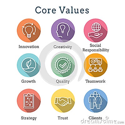 Core Values Outline / Line Icon Conveying Integrity - Purpose Vector ...