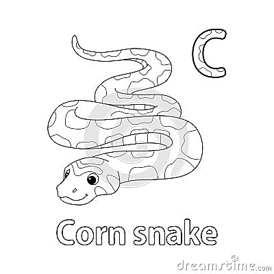 Corn Snake Alphabet ABC Isolated Coloring Page C Cartoon Vector ...