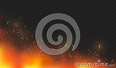 Corner Fire Glow With Fiery Sparks, Particles Vector Illustration ...