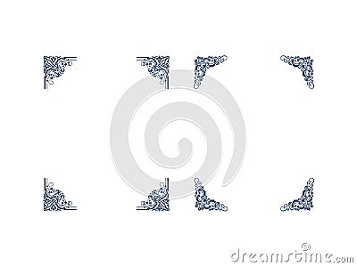 Corner Frames Doodle Set. Vintage Decorative Angle Border. Vector ...