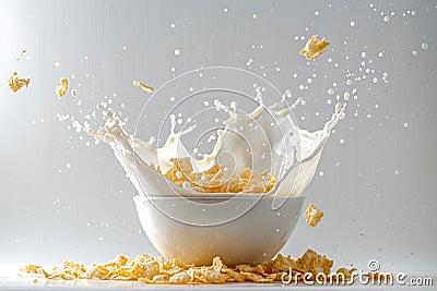 Cornflakes Exploding In Milk Splash In A Bowl Stock Photo ...