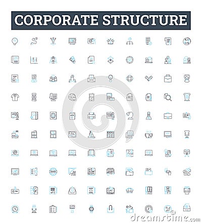 Corporate Structure Vector Line Icons Set. Organisation, Hierarchy ...