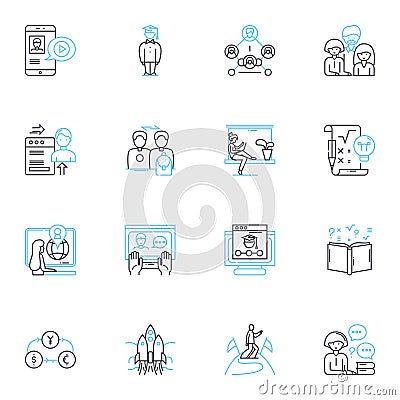 Corporate Training Linear Icons Set. Development, Growth, Learning ...