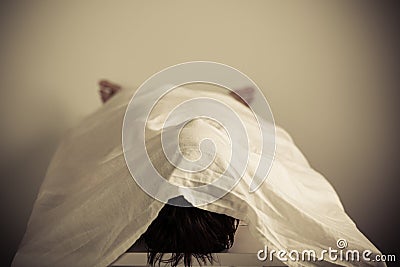 Corpse Lying Inside A Morgue With Cover Stock Photo - Image: 67343888