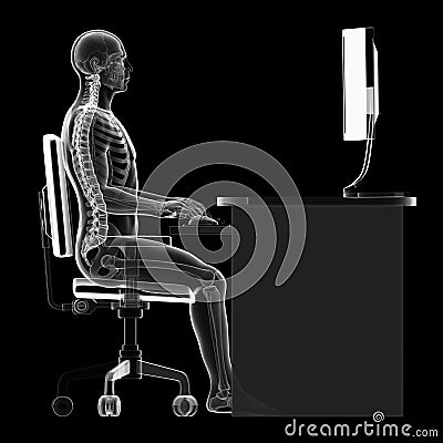 Correct sitting posture stock illustration. Illustration of desktop ...