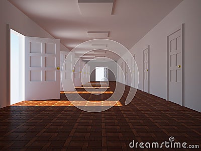 Corridor With Open Doors Royalty-Free Stock Photo | CartoonDealer.com ...