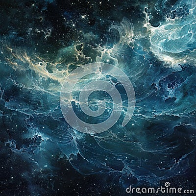 A Cosmic Ocean With Waves Of Starlight Where Celestial Creatures Swim ...