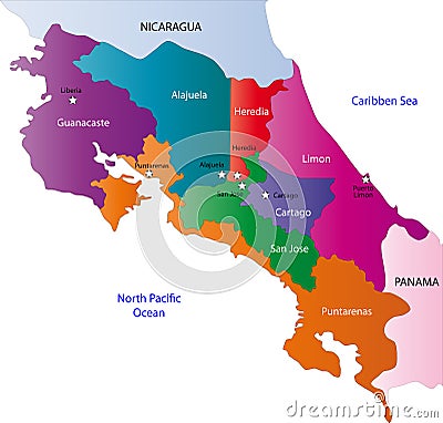 Costa Rica Map Vector Illustration | CartoonDealer.com #6438804