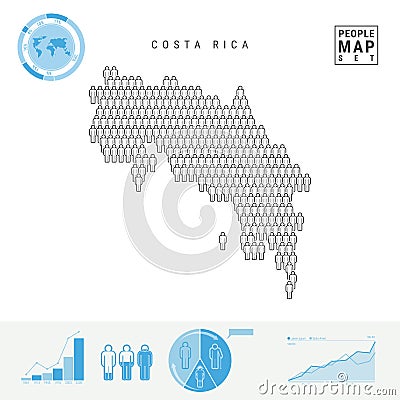 Costa Rica People Icon Map. Stylized Vector Silhouette Of Costa Rica ...