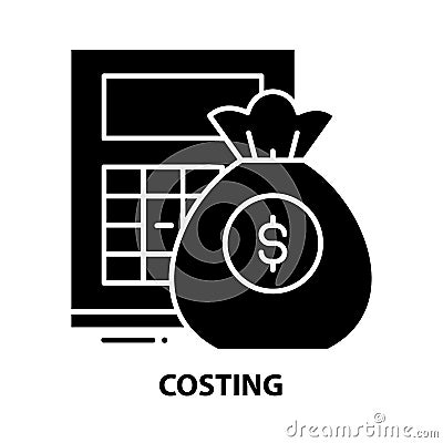 Costing Icon, Black Vector Sign With Editable Strokes, Concept ...