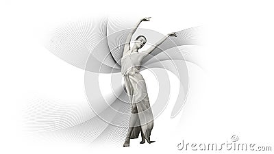 Cotemporary Art Collage. Female Ballet Dancer In Mid-motion Pose, Surrounded By Dynamic ...