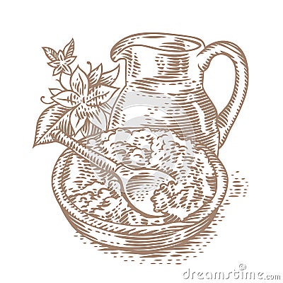 Cottage Cheese With Milk Jug Vector Illustration | CartoonDealer.com ...