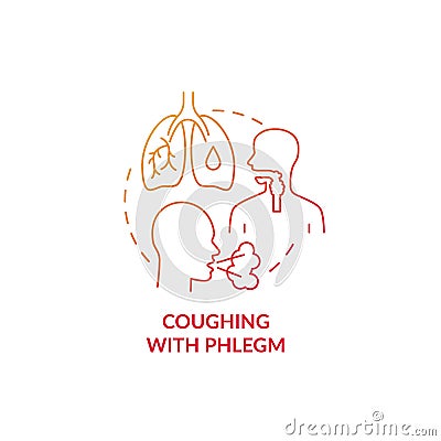 Coughing With Phlegm Red Gradient Concept Icon Cartoon Vector ...