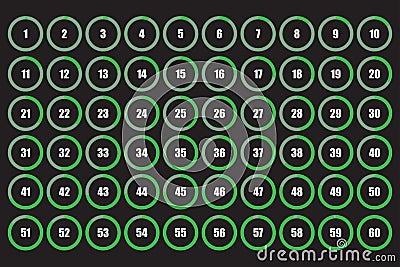 Countdown Number Icons. Circular Progress Indicators. Green And Black ...