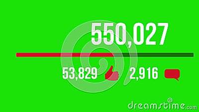 Counter Increasing In Social Web With Progress Bar. Green Screen Stock ...