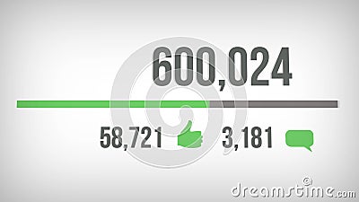 Counter Increasing in Social Web with Progress Bar. Increasing To 1 ...
