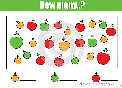 Counting Educational Children Game, Kids Activity. How Many Objects ...