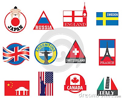 Country Symbols, Flags And Sticker Designs Stock Image - Image: 17249971