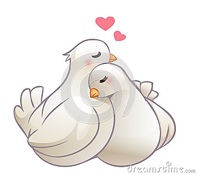 Couple Of Doves Cuddle In Love Stock Illustration - Image: 56089175