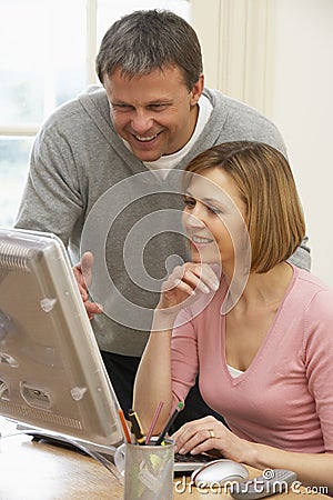 Couple Looking at Computer Screen Stock Photo - Image of commerce ...