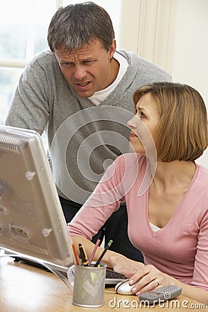 Couple Looking at Computer Screen Stock Photo - Image of commerce ...